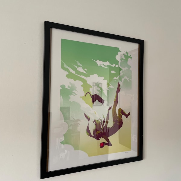 Gravity Rush Kat and Dusty Art Print Flying Through Clouds and Sky ...