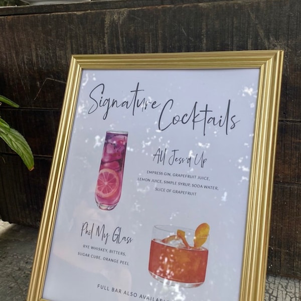Signature Cocktail Sign - Watercolor Cocktail Sign for Party ...