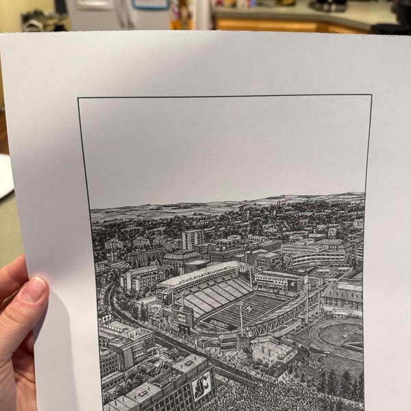 PRINT Drawing of Husky Stadium Washington Huskies UW Football Seattle ...