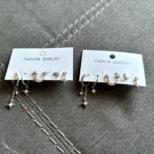Star Moon Earrings Set Celestial Earring Stack for Multiple Piercings Gold CZ Dangle Drop Earrings Sparkly Silver Everyday Earrings Etsy