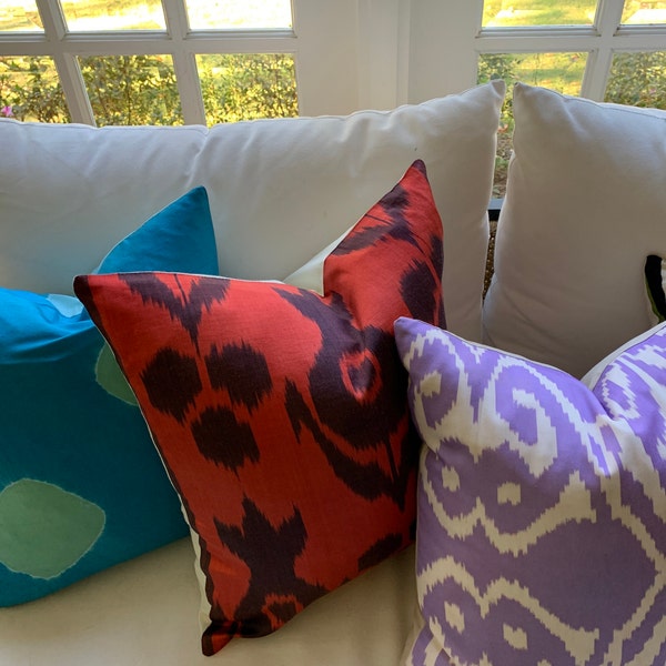 Silk Ikat Pillow - Ikat Cushion - Boho Throw Pillow - Etsy