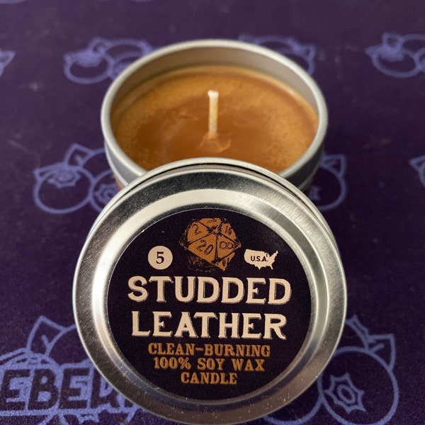 Studded Leather Gaming Candle | Soy Candle | Geek Gift | RPG | Gamer ...