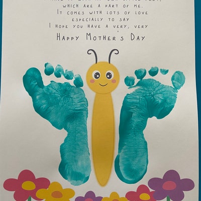 Mother's Day Butterfly Footprint Craft, Printable Footprint Art ...