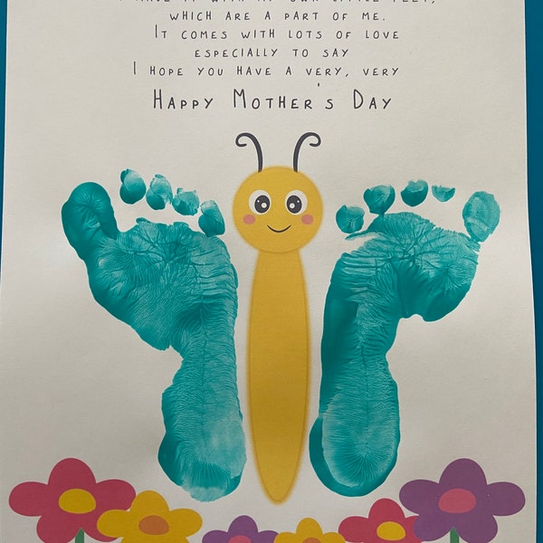 Mother's Day Butterfly Footprint Craft, Printable Footprint Art ...