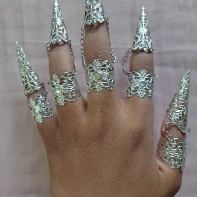 Hand Armor Finger Claws Goth Halloween Gift Claw Rings kali, Dark Nail ...