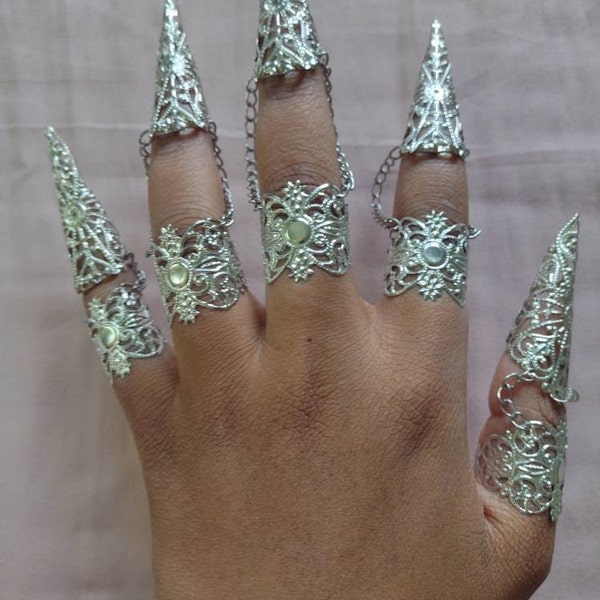 Hand Armor Finger Claws Goth Halloween Gift Claw Rings "kali", Dark ...