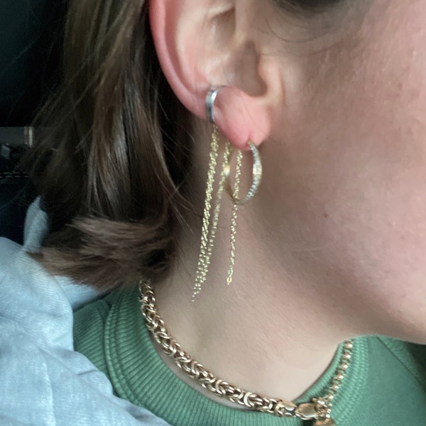 Waterfall Ear Cuff - Silver Cuff With Gold Chain - Liz Fox Roseberry ...