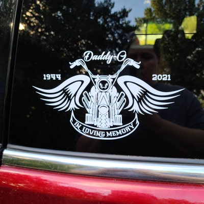 Personalized Memorial Decal Motorcycle Wings Vinyl Decal Window Decal ...