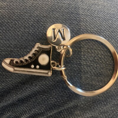 High Tops Keychain, Converse Sneakers Key Ring, Black Basketball Shoes ...