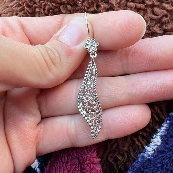 Handmade Silver Filigree Daisy Flower Drop Earrings, 925 Sterling ...
