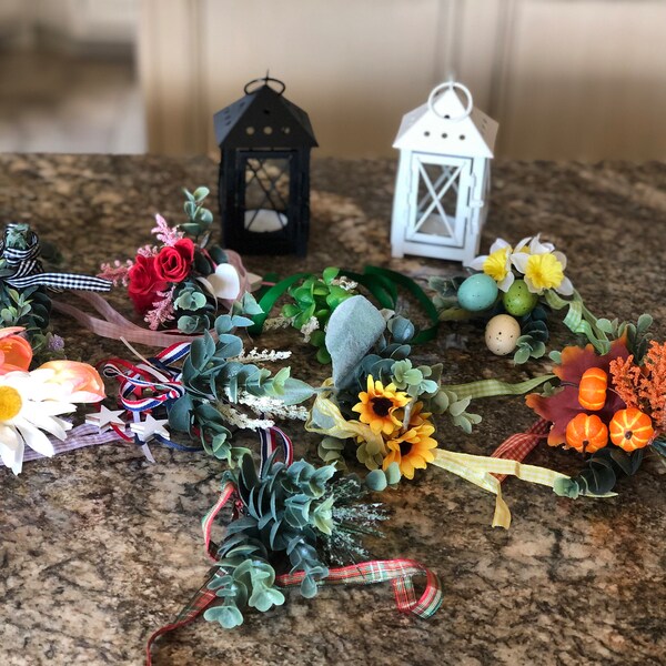 Mini Lantern Toppers, Set of 9, Mini Lantern Swags, Farmhouse ...