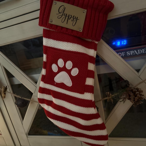 Personalized Christmas Stockings, Personalized Pet Paw Stockings ...