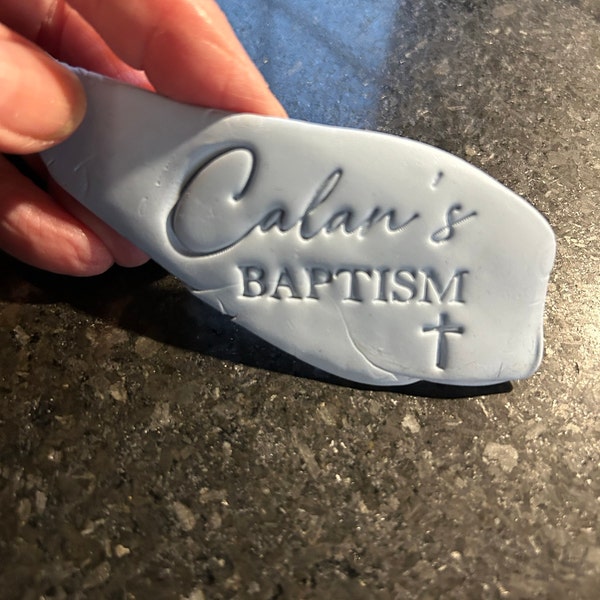 CUSTOM Baptism With Name and Cross Cookie Biscuit Stamp (fits M&S ...