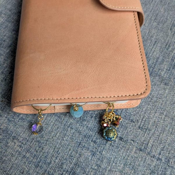 Small Compass Leather Beaded Bookmark, Travelers Notebook Accessories ...