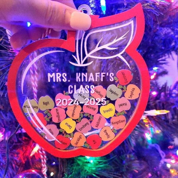 Personalized Teacher Christmas Ornament 2025, 4D Shake Apple Teacher ...