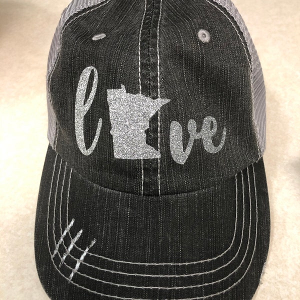 State of Minnesota Distressed Ladies Baseball Hat | Mesh | Trucker ...