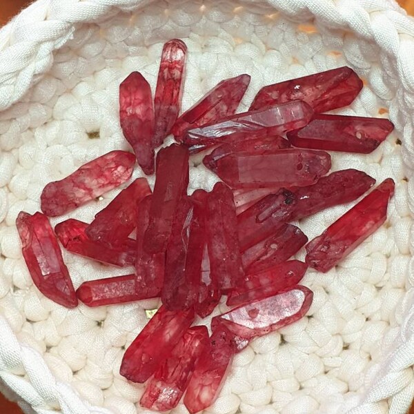 Frosted Red Quartz Crystal Spike Beads Crystal Points Raw Quartz Long ...
