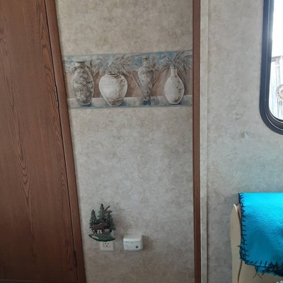 Nautical Living Wallpaper Border, Green Blue Tropical Beach Scene ...