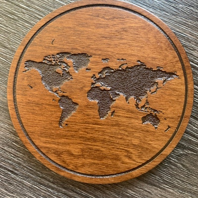 World Map Coaster Crafted From Cherry or Maple Wood - Etsy