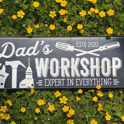 Personalized Workshop or Garage Wood Sign Wall Art Plaque. Custom Shop ...