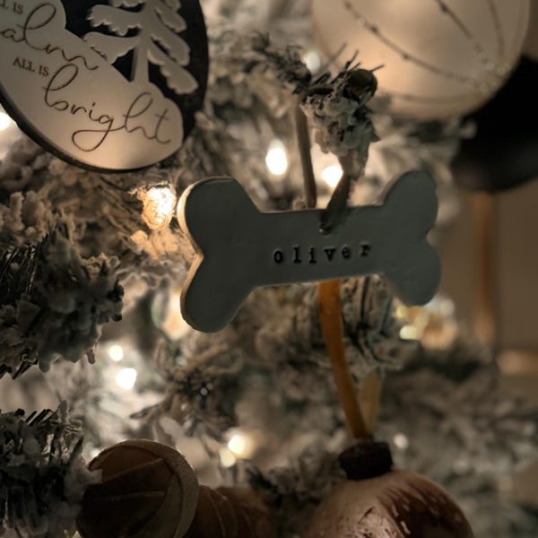 Personalised Dog Bone Clay Tree Decoration, Pet Christmas Decoration ...