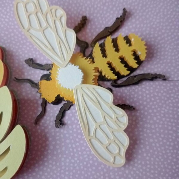 3D Layered Bee SVG PDF EPS, 3D Layered Bee, Layered Papercut Svg, Bugs ...