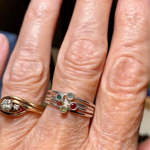 Birthstone Ring, Sterling Silver Birthstone Stacking Ring, Stackable ...