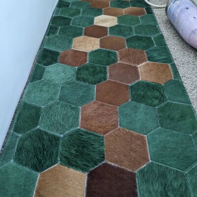 Cowhide Leather Patchwork Rug Jet Black Handmade Cowhide Round Rug Hair ...