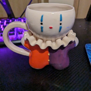 Cute Clown Mug Handmade Ceramic Coffee Mug, Kawaii Tea Cup, Unique ...