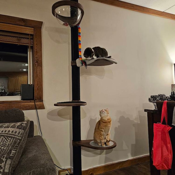 Cat Adjustable Tower Floor to Ceiling Cat Tower Wood Cat Tree Cat ...