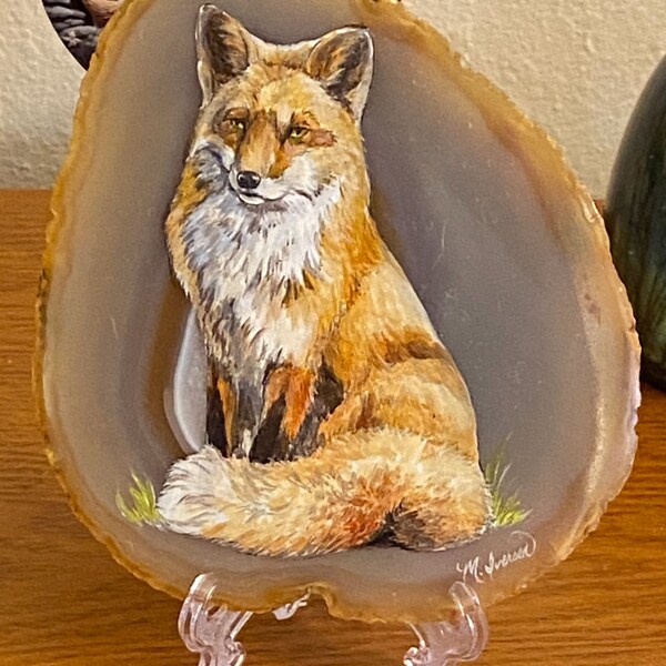 Custom Hand Painted Panda Stone, Realistic, Panda, Agate, Metaphysical ...