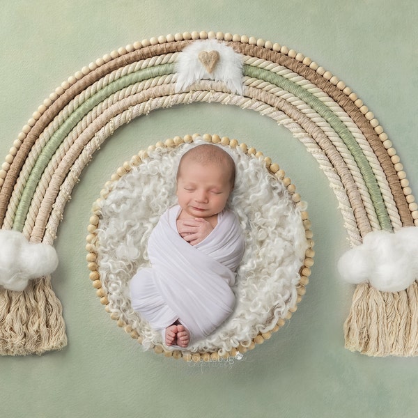 Digital Backdrop Background Newborn Girl or Boy Boho Light Rainbow ...