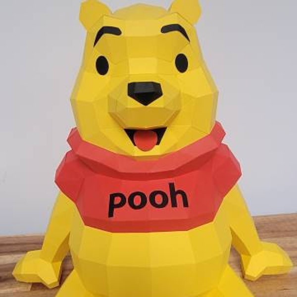 Papercraft Pooh Bear PDF, 3D SVG Cricut Template for Creating 3D Pooh ...