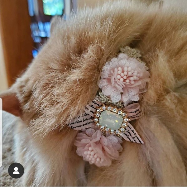 Pink Flower Princess Cat Collar,small Dog Wedding Lace Collar.wedding ...