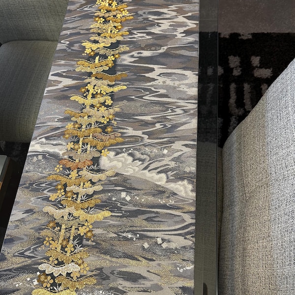 Gorgeous Golden Silk Obi Decor, Nature / Middle Age Netherlands Ship ...