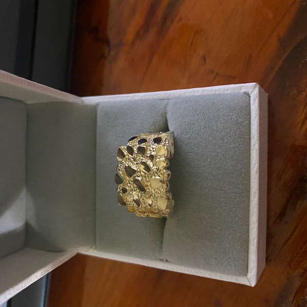 10k & 14k Solid Gold Nugget Smashed Vintage Diamond Cut Square Vintage ...