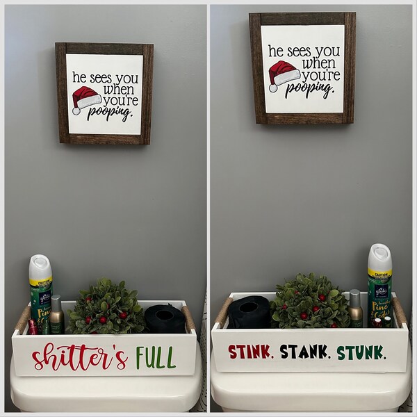 Shitters Full Toilet Paper Storage: Christmas Bathroom Decor - Etsy