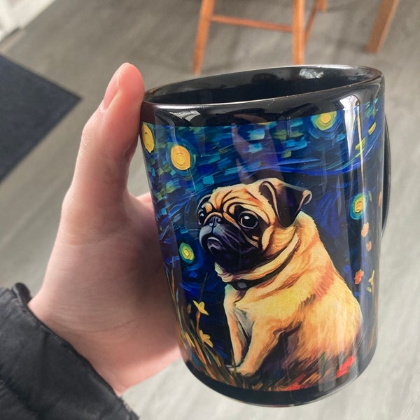 Peacock Black Mug 15oz Coffee Van Gogh Inspired Coffee Mug Flowers Bird ...