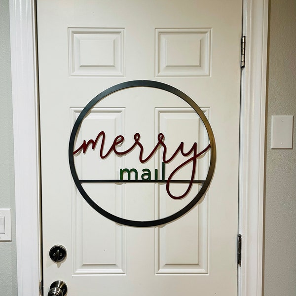 Merry Mail Christmas Card Display - Script Font - Etsy