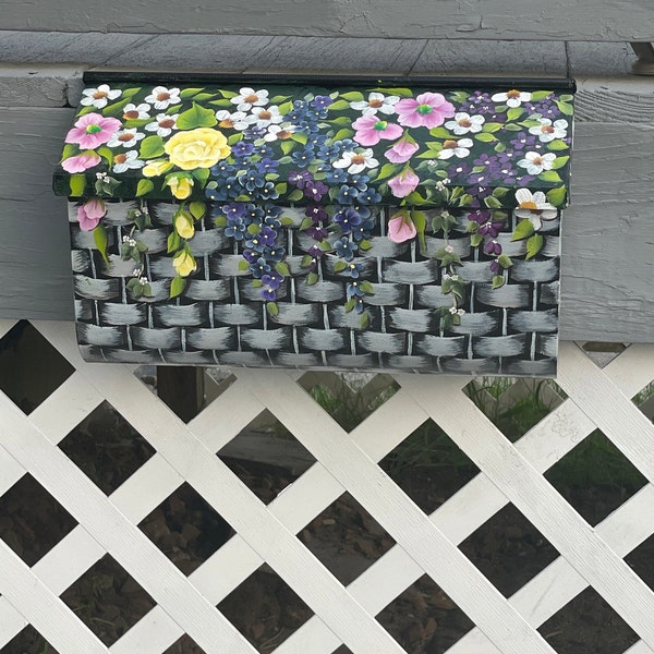Hand Painted Mailbox Beautiful Basket of Flowers, Faux Basket, Custom ...