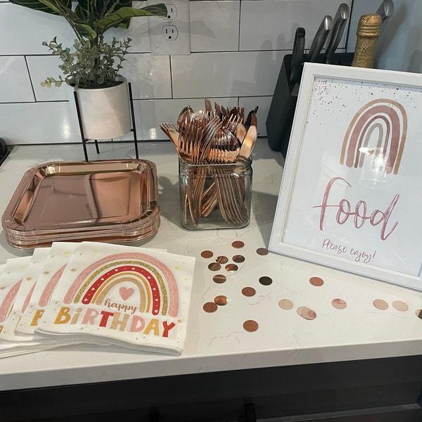 Boho Rainbow Food Table Sign Blush, 1st Birthday Gift Table Party Sign ...