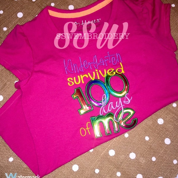 Kindergarten Survived 100 Days of ME Embroidery Design 5X7 School 100 ...