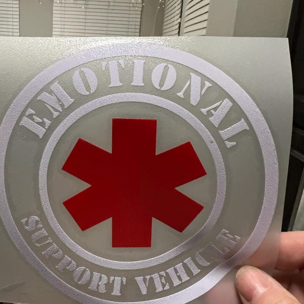 Emotional Support Vehicle, Vinyl Decal, Outdoors, SUV - Etsy