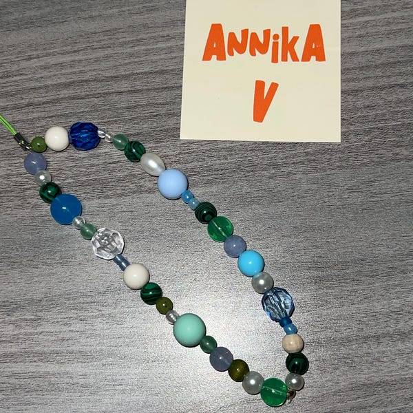 Blue & Green Beaded Phone Chain - Etsy
