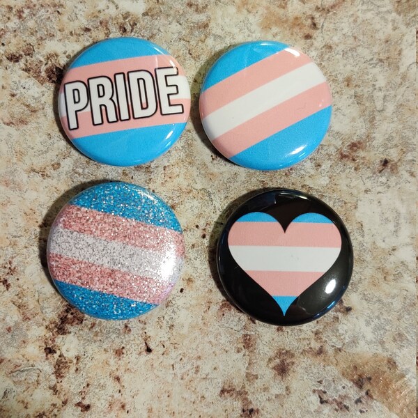 Trans Pride Pins: Glitter, Heart, & Flag Designs - Etsy