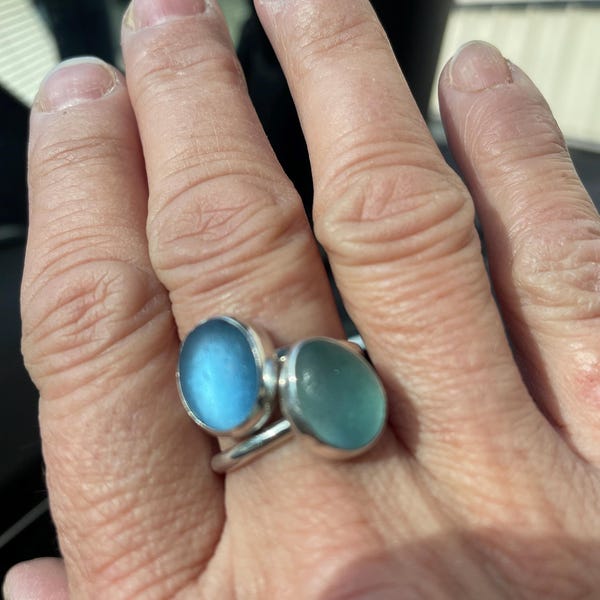 Seaham Sea Glass Ring, Artisan Beach Jewellery, Silver Seaglass Ring ...