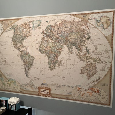 Removable Wallpaper World Map Mural Giant Map Wall Decal Detailed ...