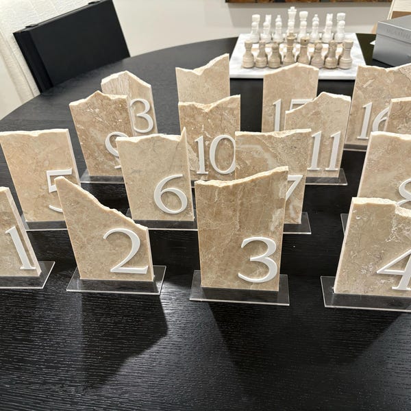 3D Marble Stone Table Numbers | Wedding Unique Signage | Custom Layered ...