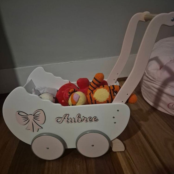 MONTESSORI Wooden Doll Stroller, 1th Birthday Gift, 1 Year Old Baby ...