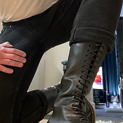 GRIPFAST Vintage 90's, 10 Hole Steel Toe, Men's Black Boots, Commando ...